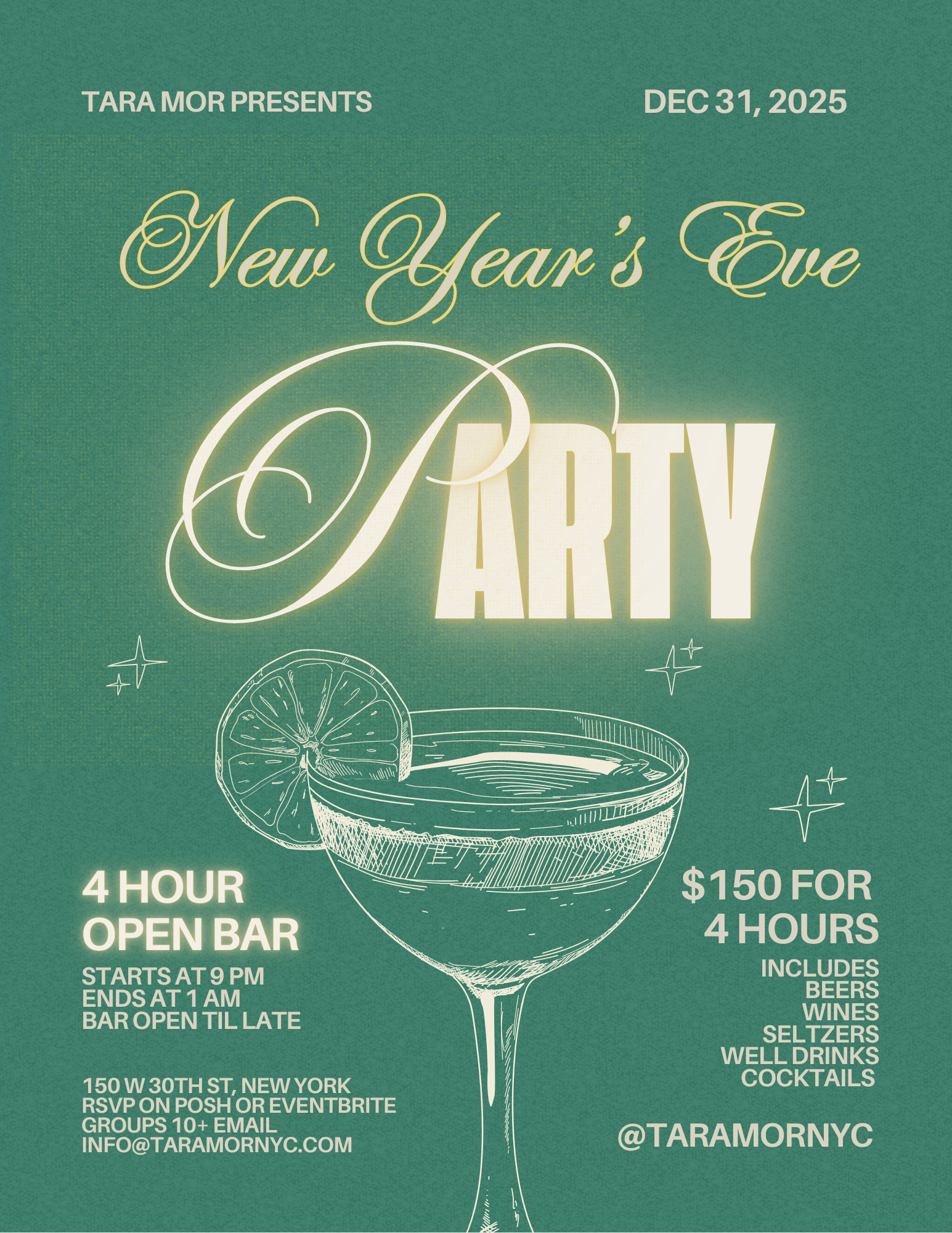 The Best NYE Open Bar Deals in NYC: Check Out Tara Mor (Penn Station ...